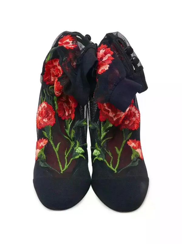 Dolce & Gabbana Floral-embroidered Mesh Ankle Boots