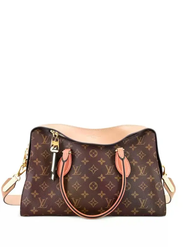 LOUIS VUITTON Tuileries Handbag Monogram Canvas With Leather Satchel - Brown