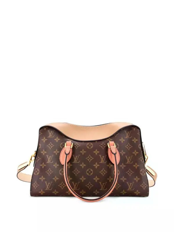 LOUIS VUITTON Tuileries Handbag Monogram Canvas With Leather Satchel - Brown