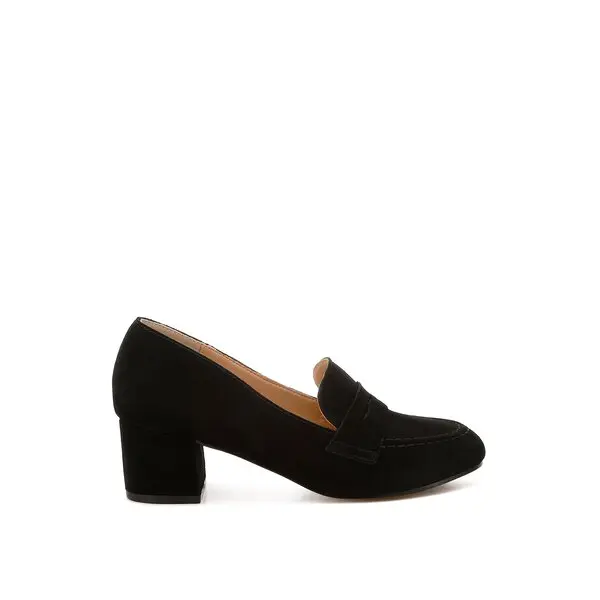 RAG & CO Astra Block Heel Genuine Suede Loafers In By