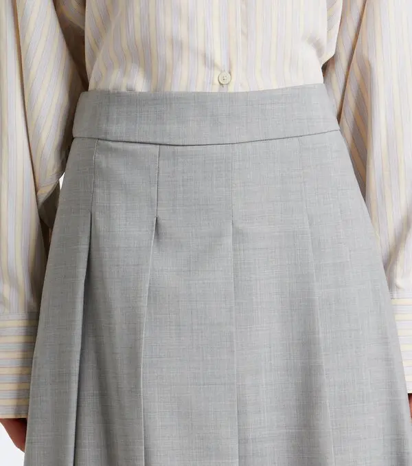Max Mara Pleated Virgin Wool Maxi Skirt