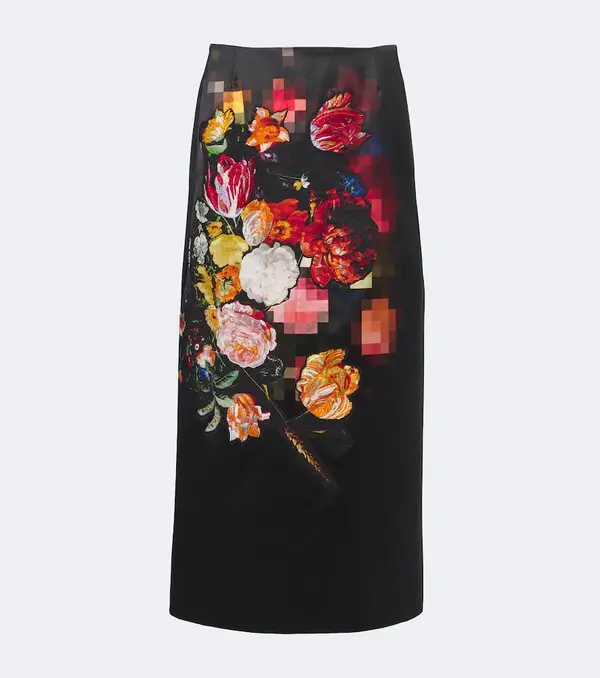 Dries Van Noten Embroidered Cotton And Silk Midi Skirt