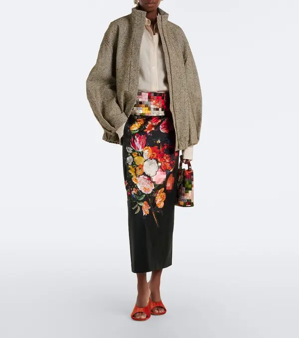 Dries Van Noten Embroidered Cotton And Silk Midi Skirt