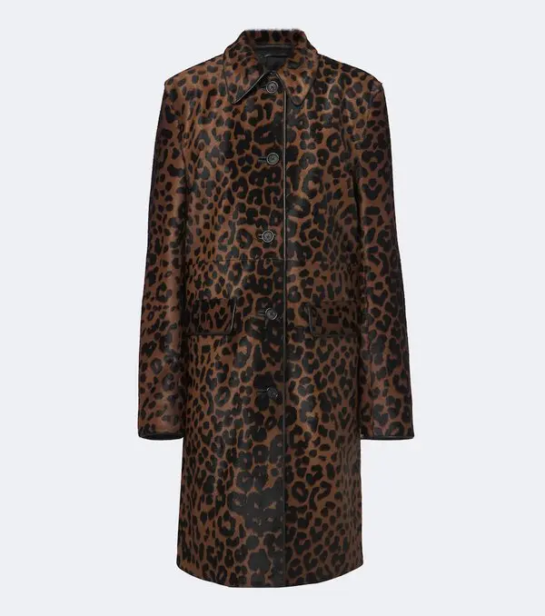 TOTEME Leopard-print Calf Hair Coat - Brown