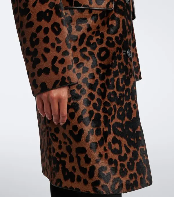TOTEME Leopard-print Calf Hair Coat - Brown