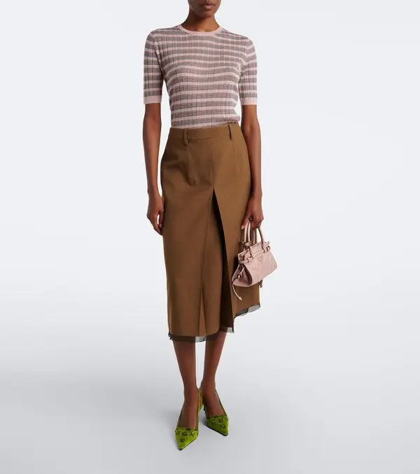 Prada Striped Cashmere And Silk Sweater