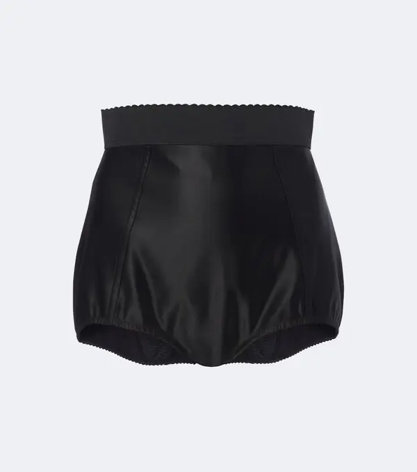 Dolce & Gabbana Scalloped Satin Micro Shorts - Black