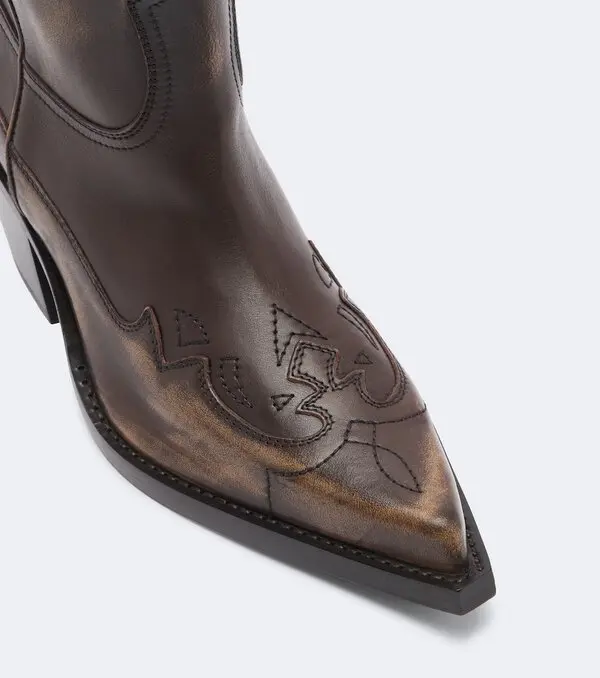 Paris Texas Dakota Distressed Leather Cowboy Boots - Brown