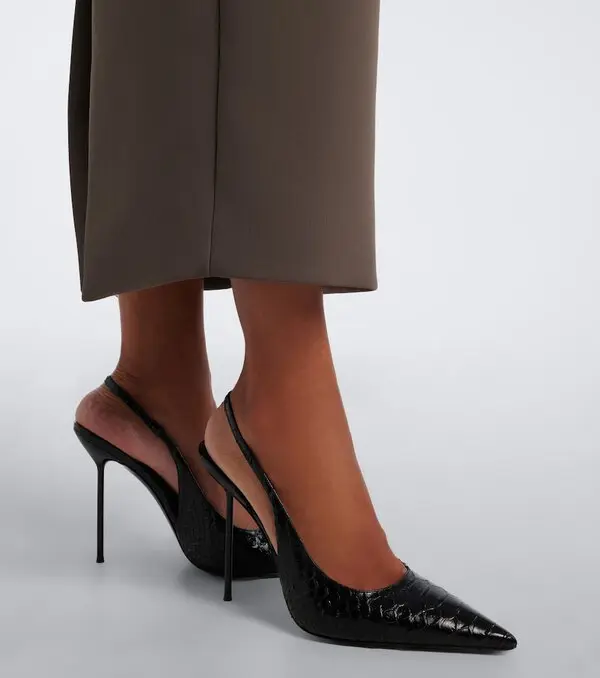 Paris Texas Lydia Croc-effect Leather Slingback Pumps