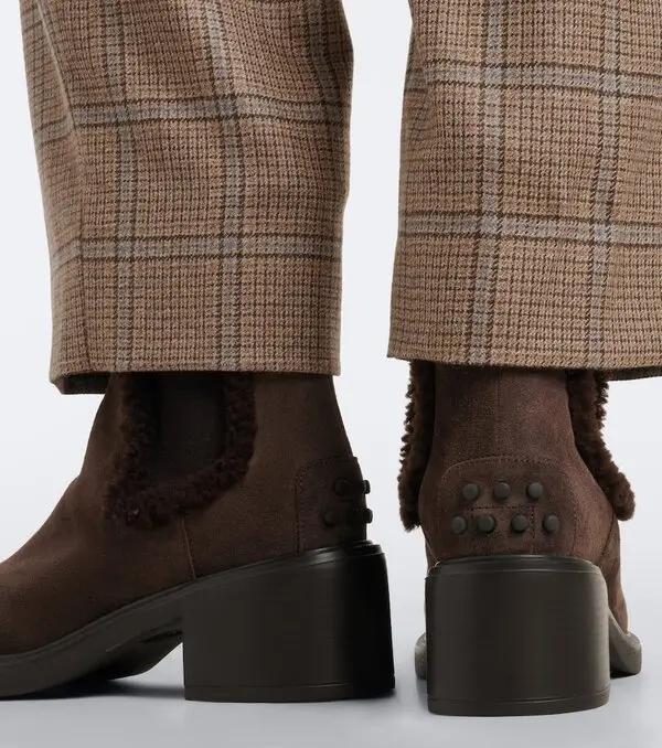 TOD'S Shearling-lined Suede Ankle Boots