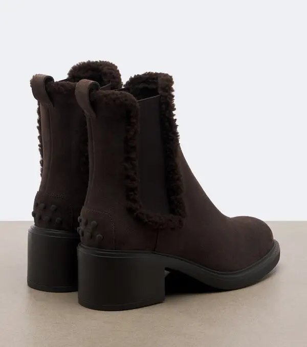 TOD'S Shearling-lined Suede Ankle Boots