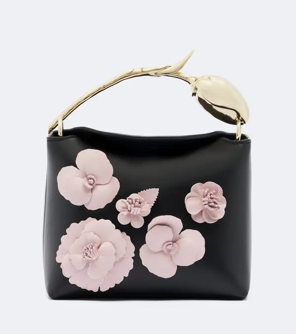 Erdem Bloom Mini Appliqué Leather Top-handle Bag - Black