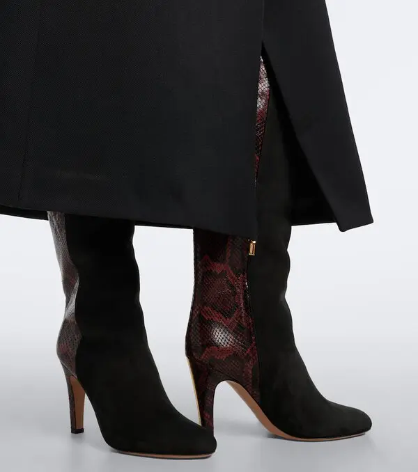 FERRAGAMO Leather And Suede Knee-high Boots