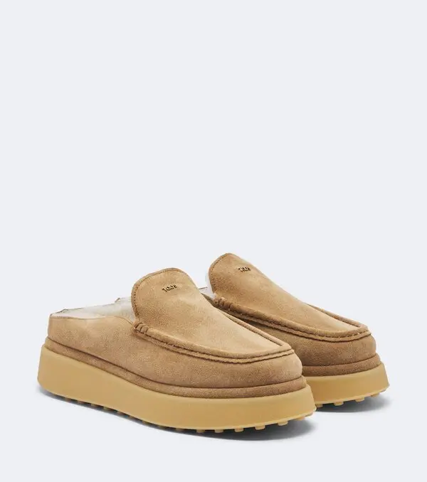 TOD'S Gommino® Suede Platform Mules - Beige