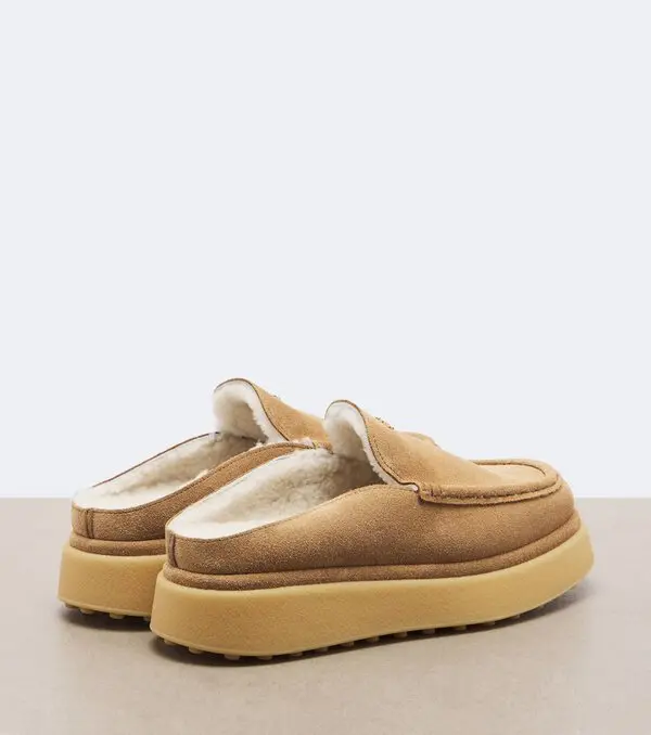 TOD'S Gommino® Suede Platform Mules - Beige