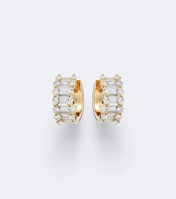 BUCHERER FINE JEWELLERY Baguette Love 18kt Hoop Earrings With Diamonds - Gold