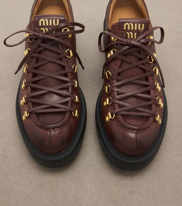 Miu Miu Leather Lace-up Loafers