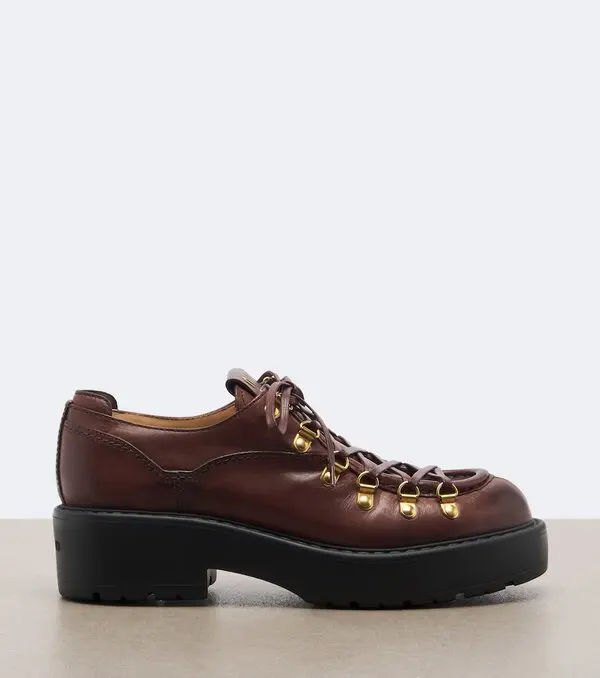 Miu Miu Leather Lace-up Loafers