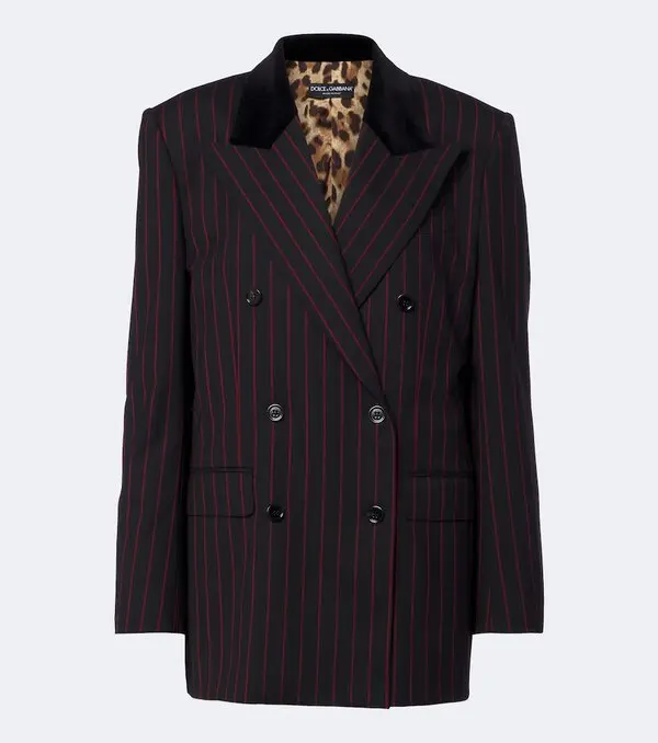 Dolce & Gabbana Chalk Stripe Wool And Cotton-blend Blazer - Blue
