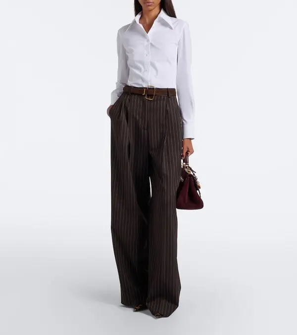 Dolce & Gabbana Pinstripe Wool-blend Wide-leg Pants