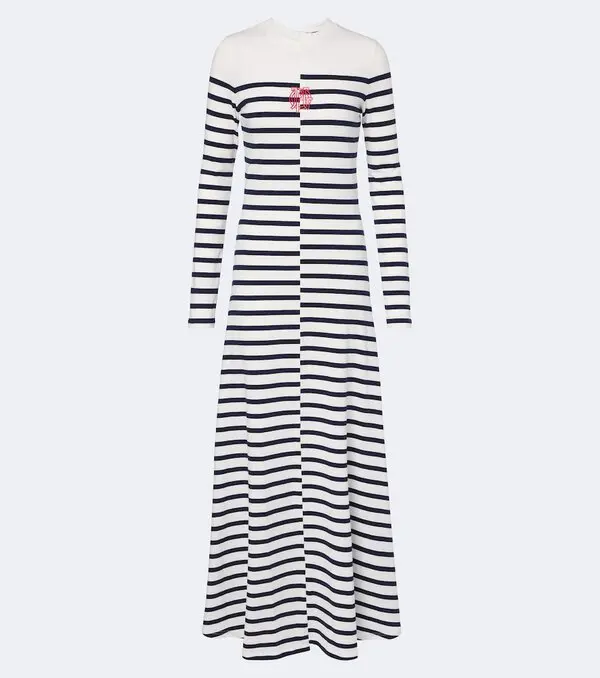 JEAN PAUL GAULTIER Striped Cotton-blend Jersey Maxi Dress