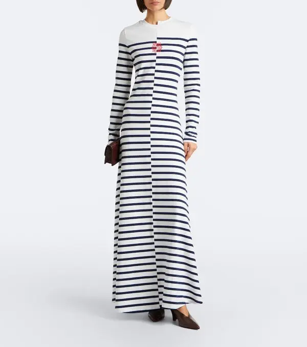 JEAN PAUL GAULTIER Striped Cotton-blend Jersey Maxi Dress
