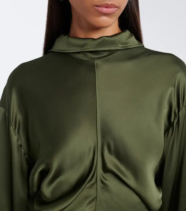 TOTEME Slouch Draped Crêpe Satin Blouse - Green