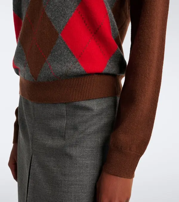 Prada Argyle Cashmere Polo Sweater - Multicoloured