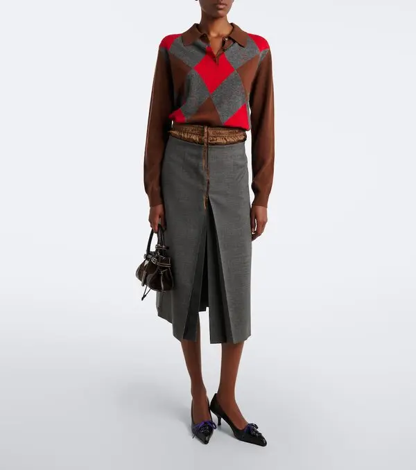 Prada Argyle Cashmere Polo Sweater - Multicoloured