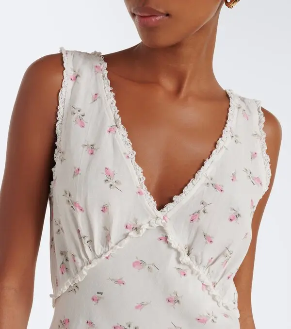 Rixo Sandrine Floral Cotton Midi Dress