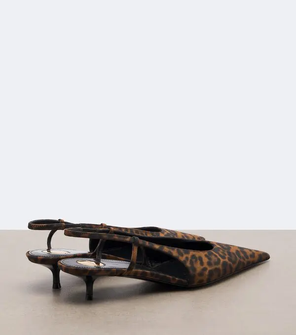 Saint Laurent Secret Leopard-print Slingback Pumps - Multicoloured