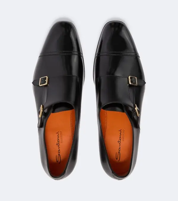 Santoni Leather Monk Strap Shoes