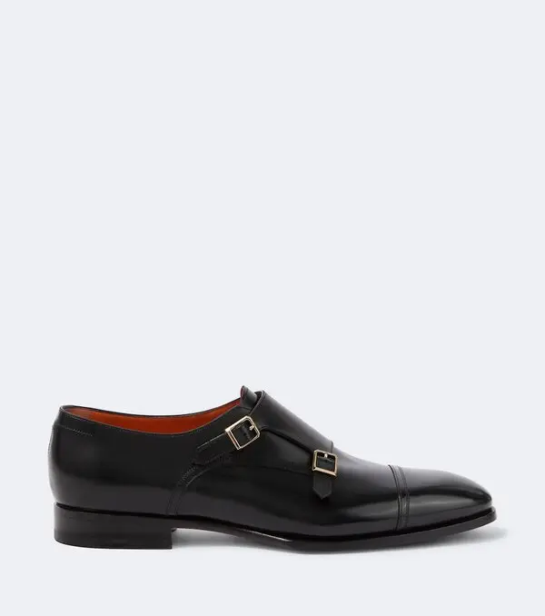 Santoni Leather Monk Strap Shoes