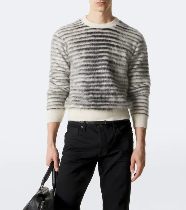 TOM FORD Striped Mohair, Wool, And Silk-blend Sweater