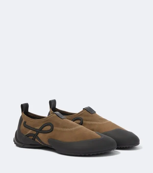 Loewe Grip Aqua Suede Slip-on Shoes - Brown
