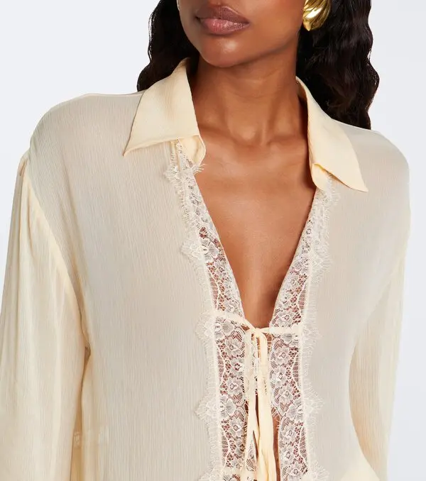 Blumarine Asymmetric Lace-trimmed Blouse - Pink