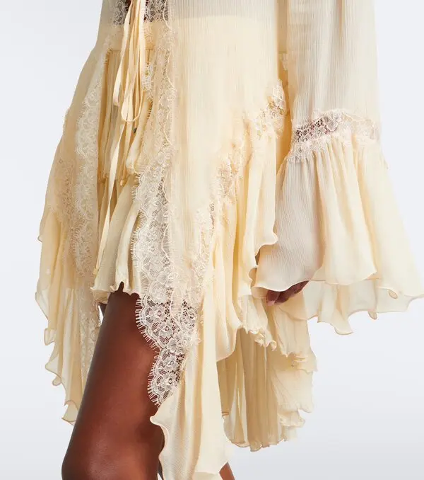 Blumarine Asymmetric Lace-trimmed Blouse - Pink