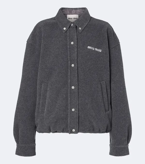 Miu Miu Logo Embroidered Blouson Jacket