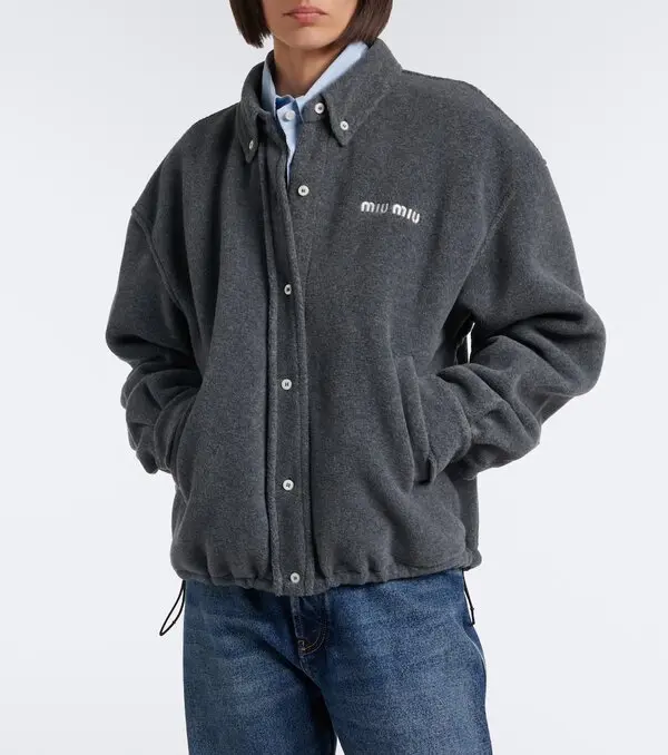 Miu Miu Logo Embroidered Blouson Jacket
