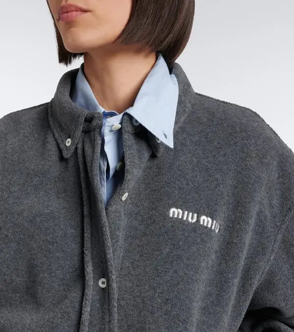 Miu Miu Logo Embroidered Blouson Jacket