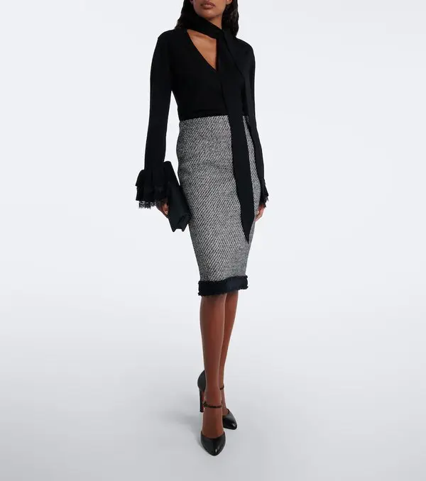 Nina Ricci Wool-blend Tweed Pencil Skirt