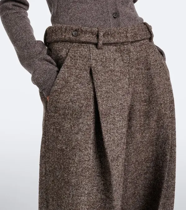 Magda Butrym Herringbone Wool-blend Wide-leg Pants
