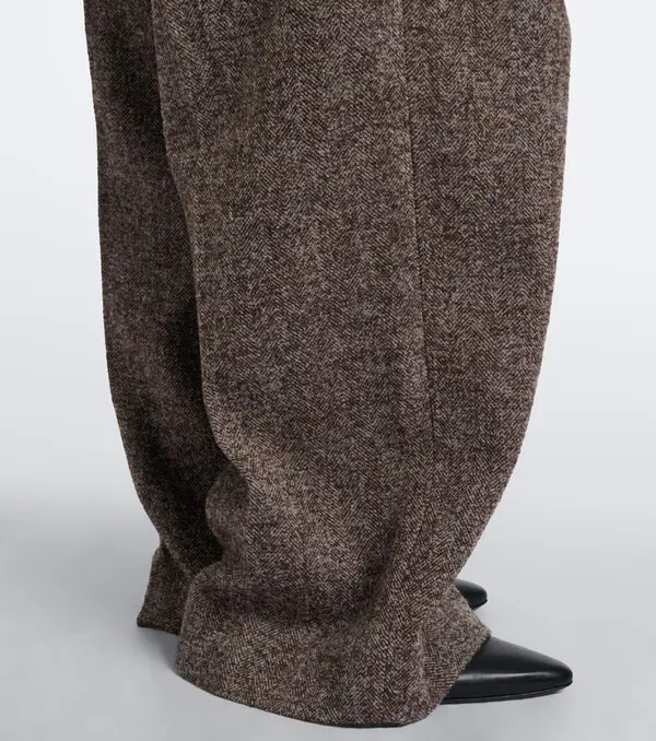 Magda Butrym Herringbone Wool-blend Wide-leg Pants