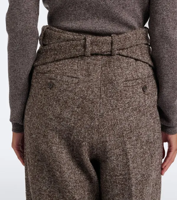 Magda Butrym Herringbone Wool-blend Wide-leg Pants