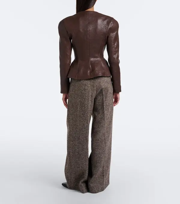 Magda Butrym Herringbone Wool-blend Wide-leg Pants