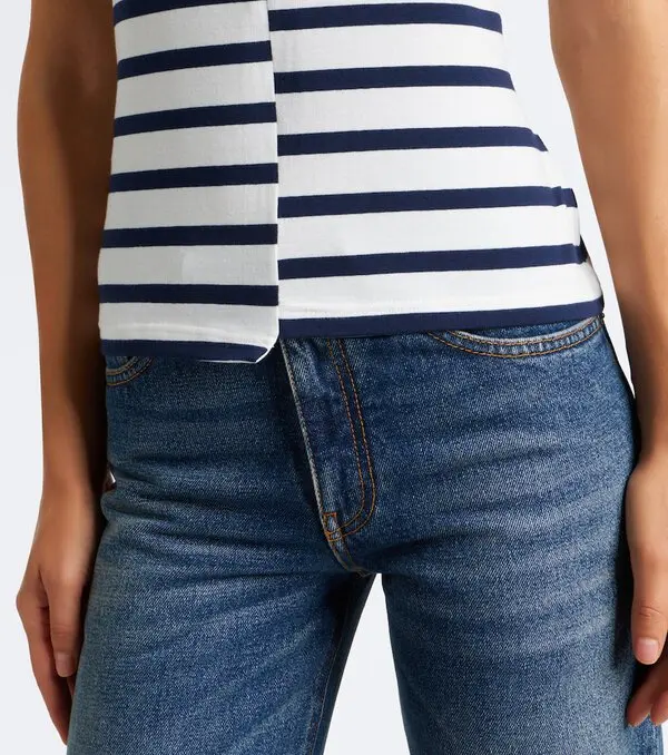 JEAN PAUL GAULTIER Striped Cotton-blend Jersey Tank Top