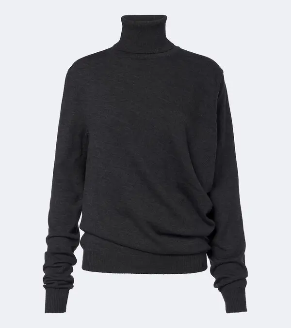 Magda Butrym Draped Wool Turtleneck Sweater - Grey