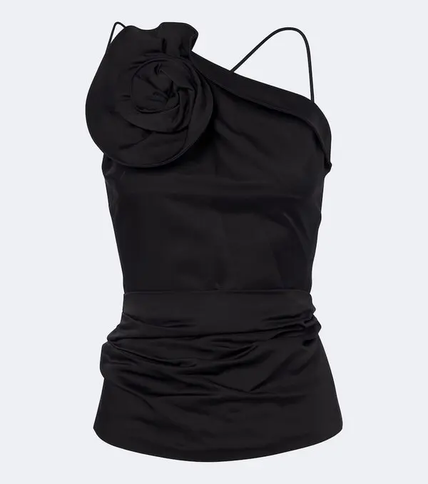 Magda Butrym Floral-appliqué Cotton And Silk Top