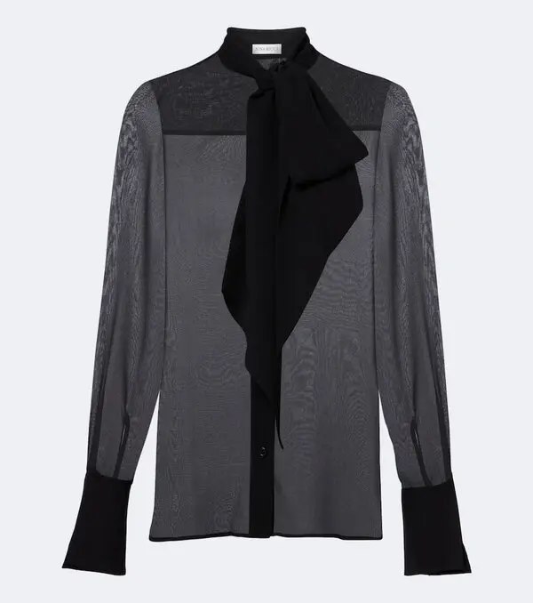 Nina Ricci Silk Chiffon Blouse - Black