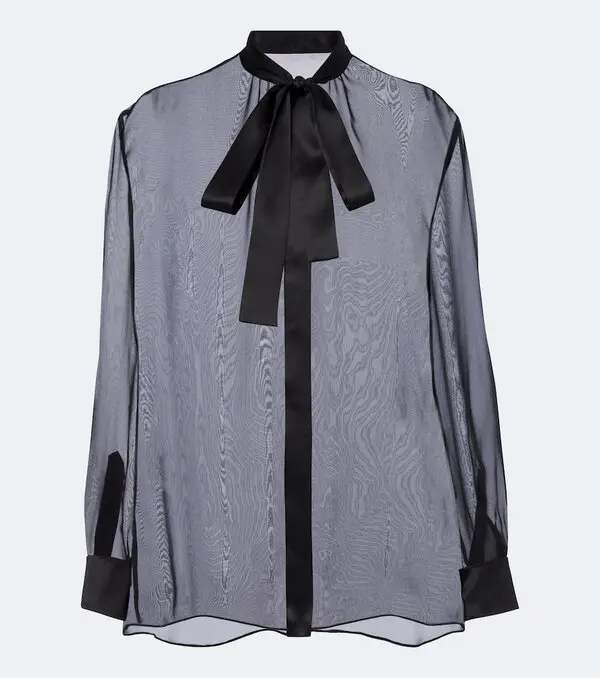 Dolce & Gabbana Sheer Tie-neck Silk Chiffon Blouse